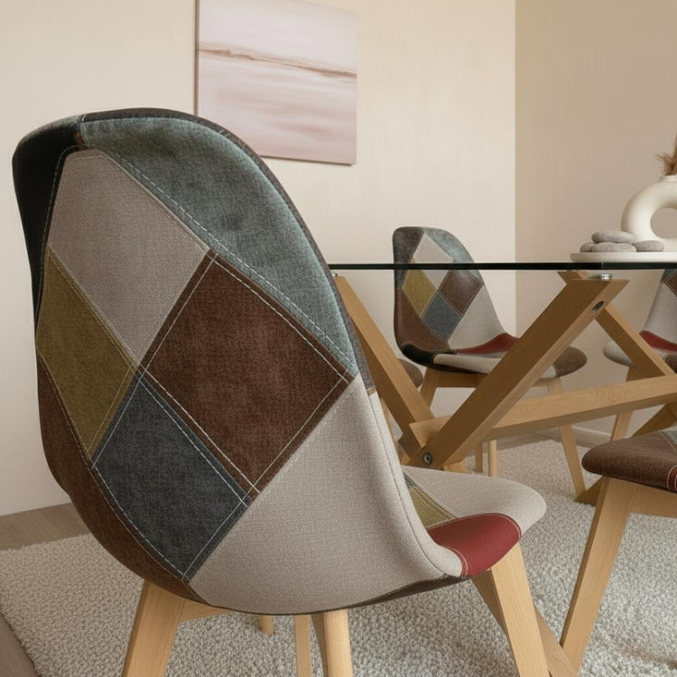Comedor Mesa Xinia 130x80 + 4 Sillas Patchwork Da Vinci | Ecocuero Cla