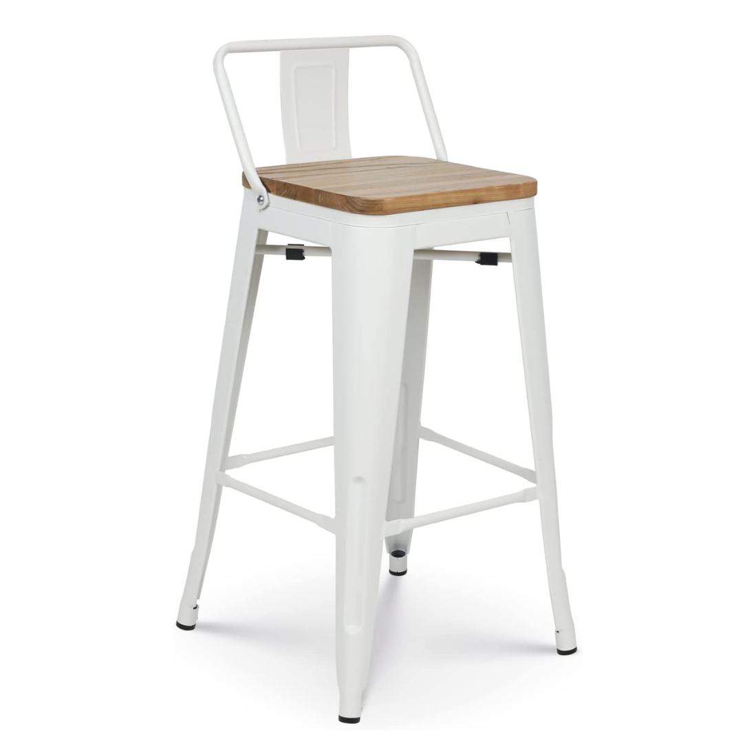 Taburete Tolix con Asiento de Madera de 66cm | Ideal Cocina y Bar